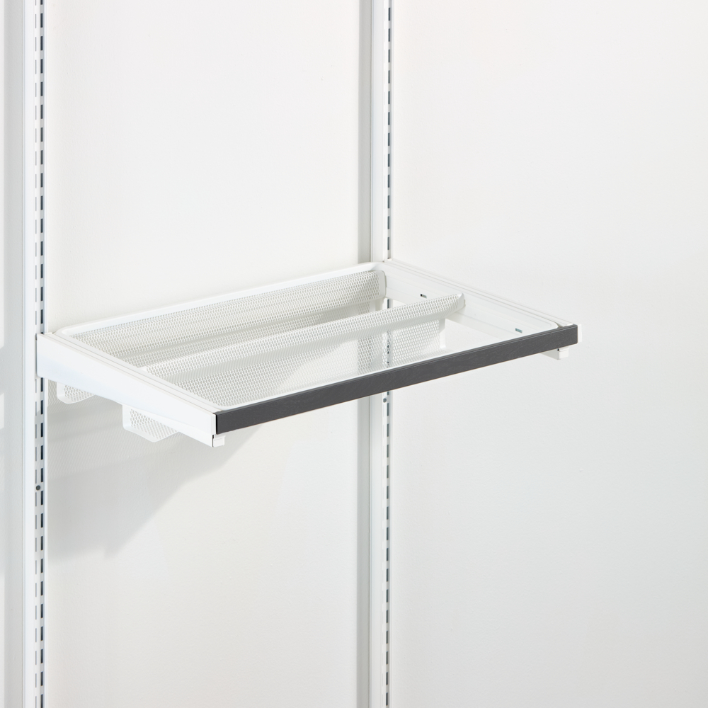 Gliding shoe shelf with trim | Elfa